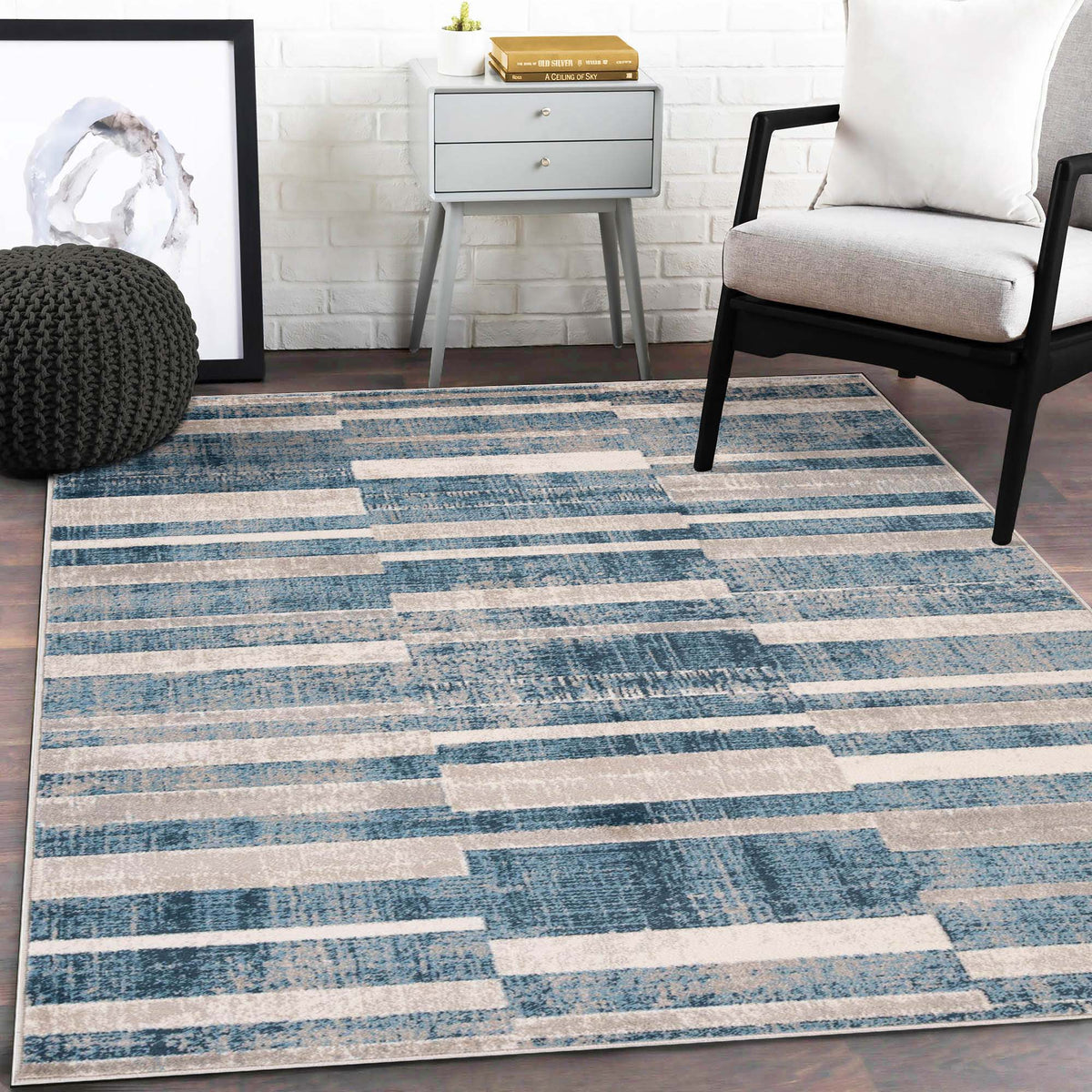 Blue Nile Mills Radko Modern Striped Indoor Area Rug or Runner